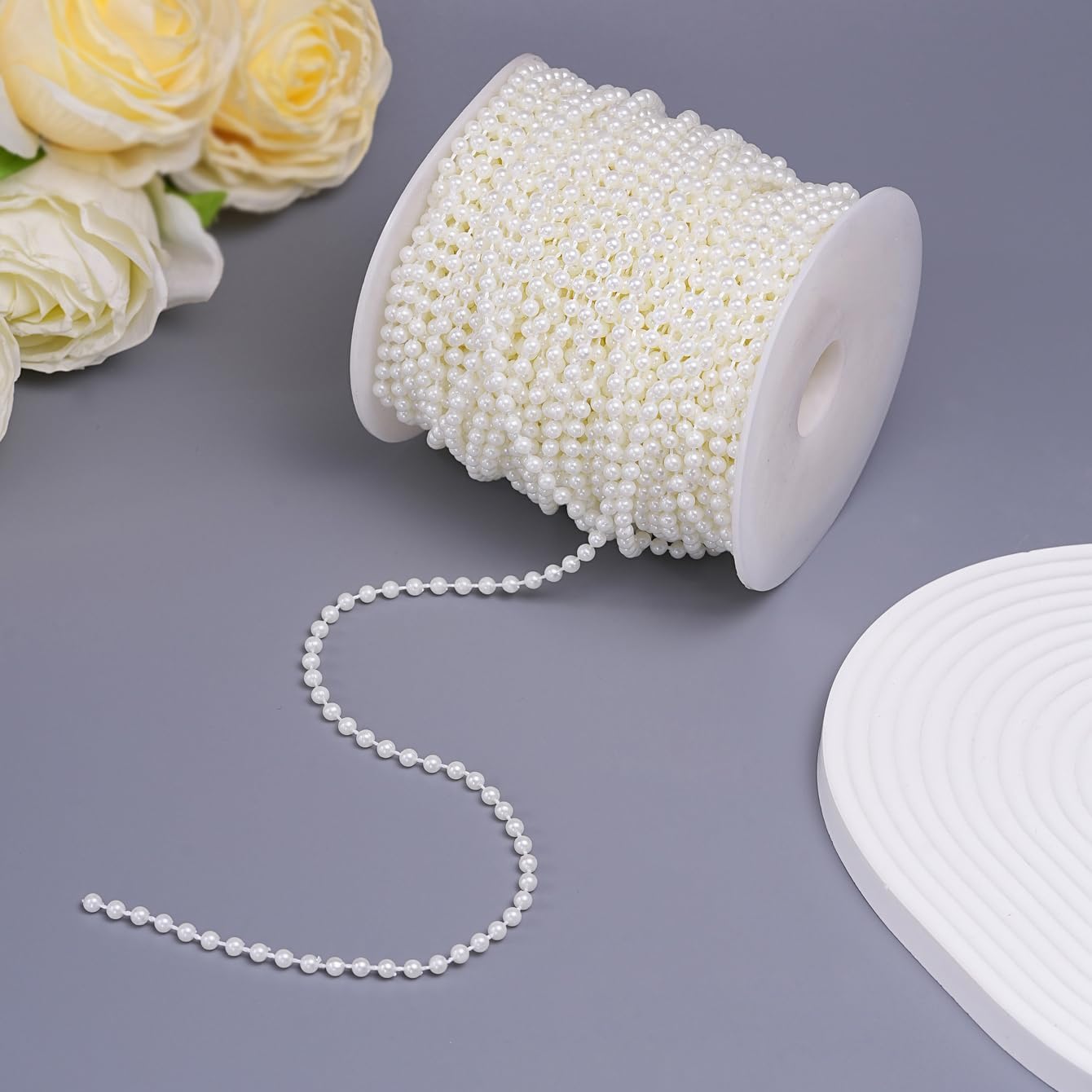 Amazon.com: DYEESP 44 Yards/131 Feet Pearl Garland Craft String Pearls ...
