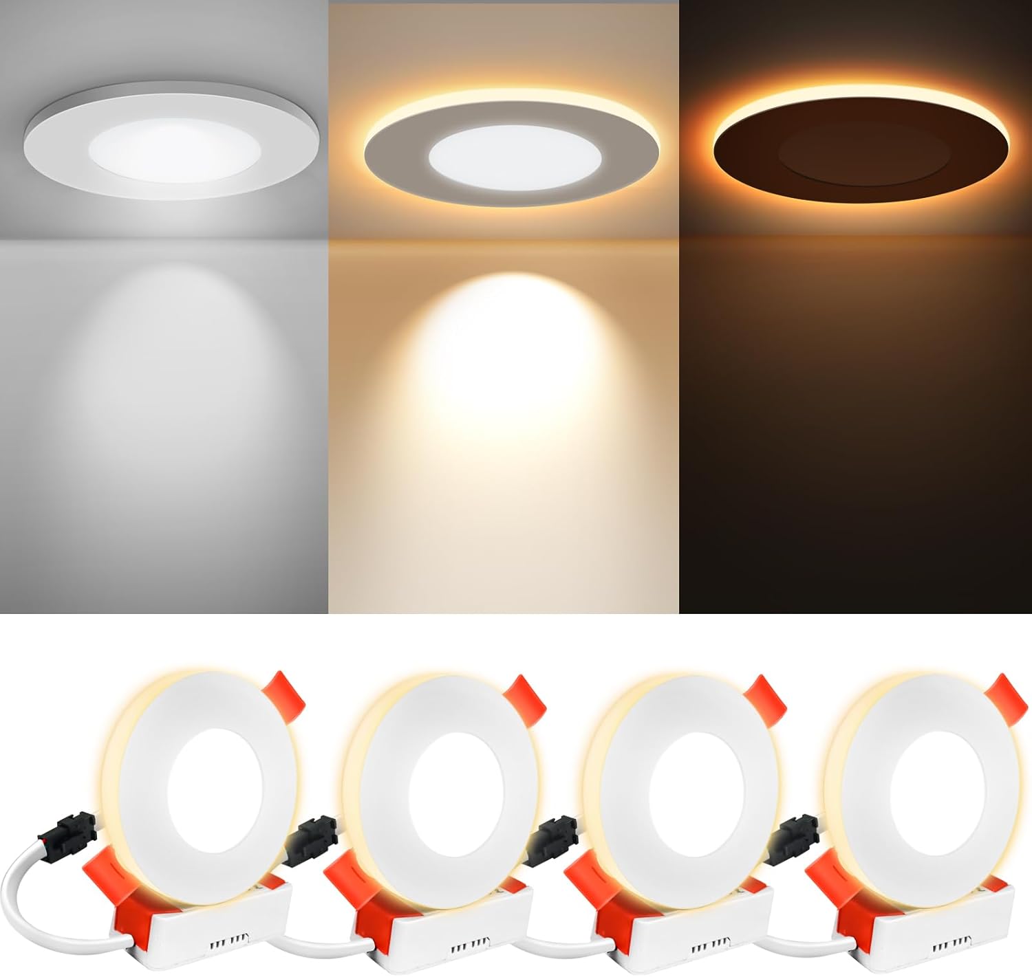 YGS-Tech 2.5 Inch LED Recessed Lighting with Night Light, Ultra-Thin 3W ...