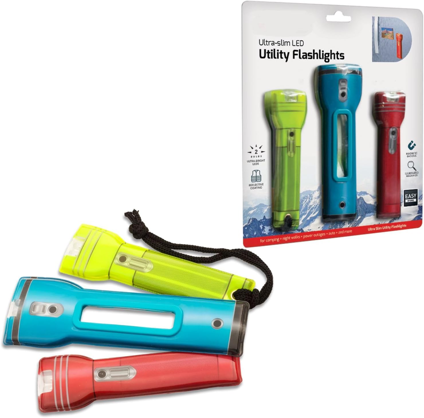 3 Pcs Led Flashlight 0.25 Inch Thin Flash Light, Flat Flashlight Set ...