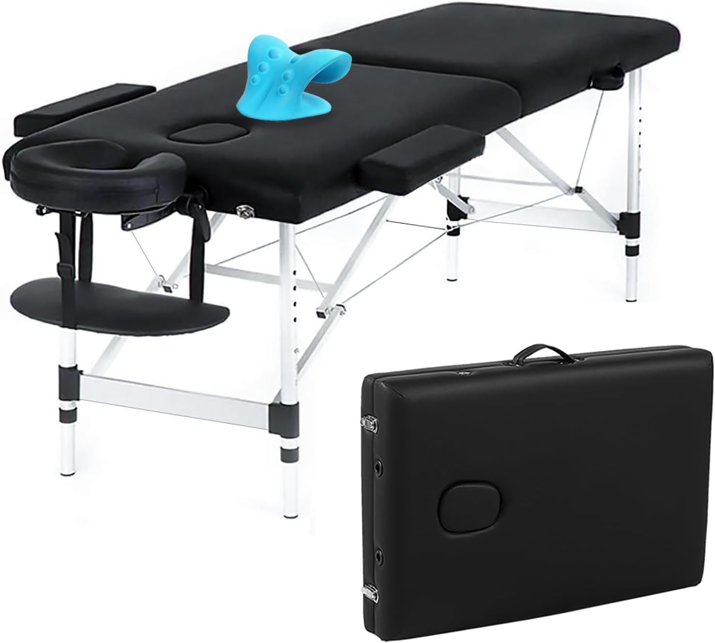 Amazon.com: VIRRMO Portable Massage Table with Neck Stretcher, Light ...