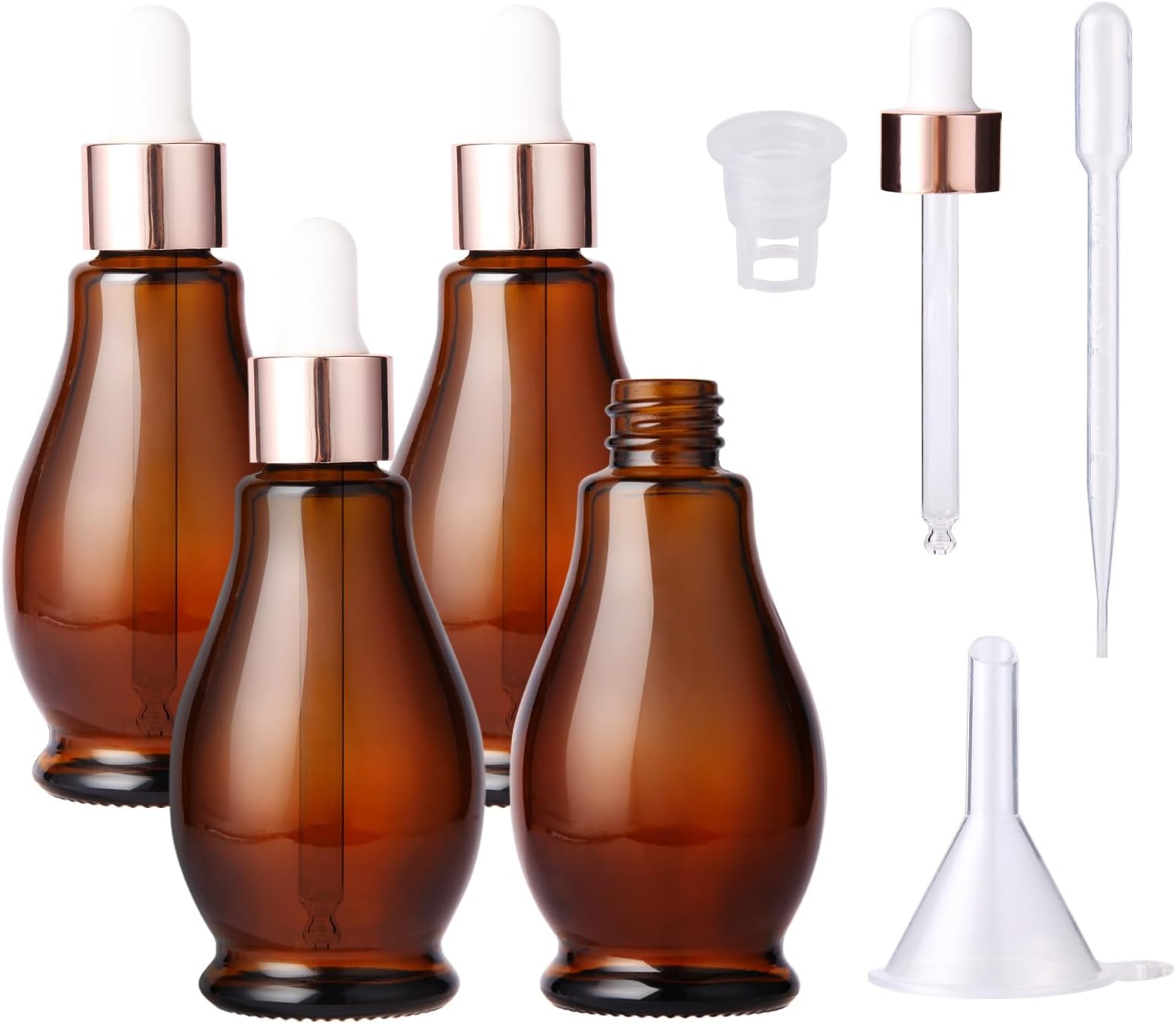 SuQurtom Amber Glass Dropper Bottles 30ml - 2pcs UV Protective Leak ...