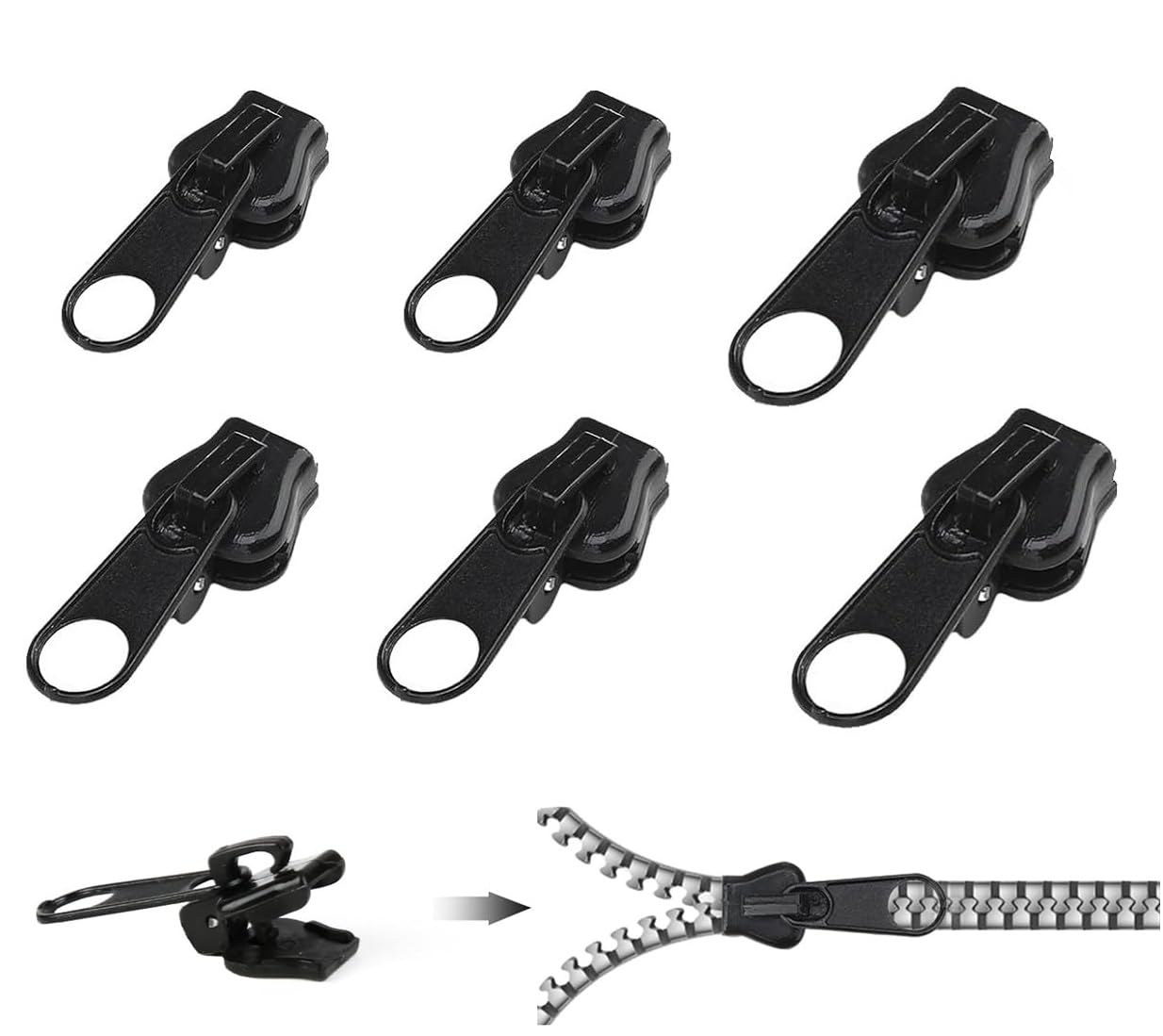 6Pcs Zipper Replacement, Fix Zip Puller, Set Fix Zip Puller, Zipper ...