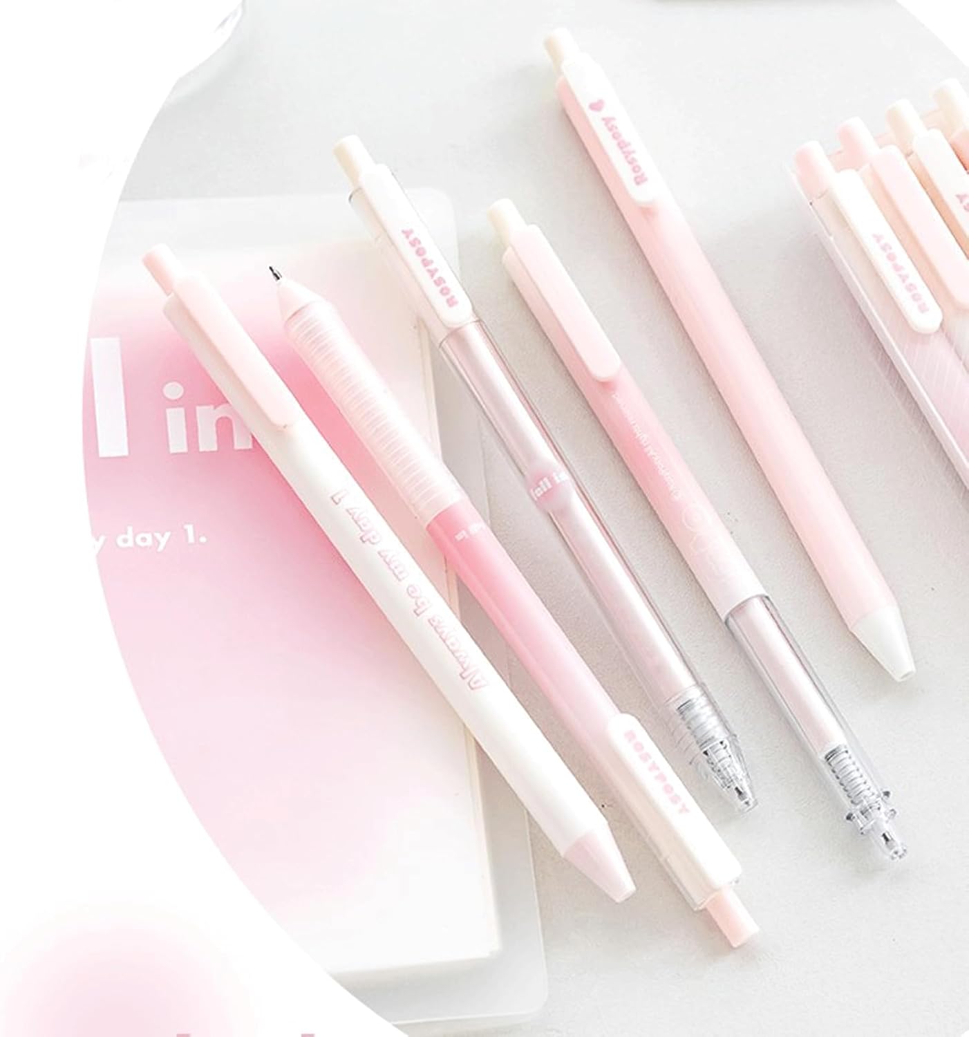 Amazon.com: Gel Pens Black Ink 5 Pieces Cute Pink Pens Retractable 0 ...