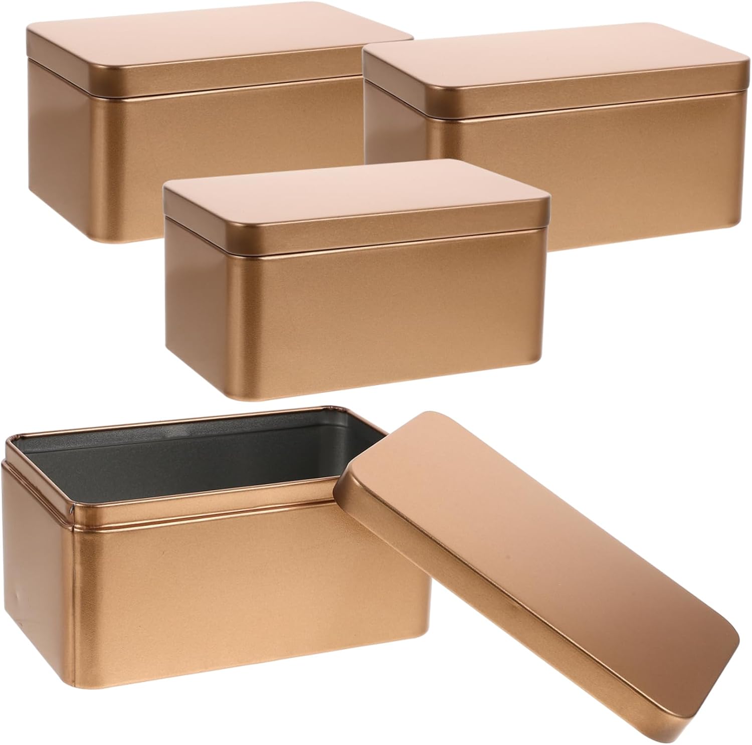 Mikinona 4pcs Box Tinplate Box Rose Gold Candy Tea Set Metal Storage ...