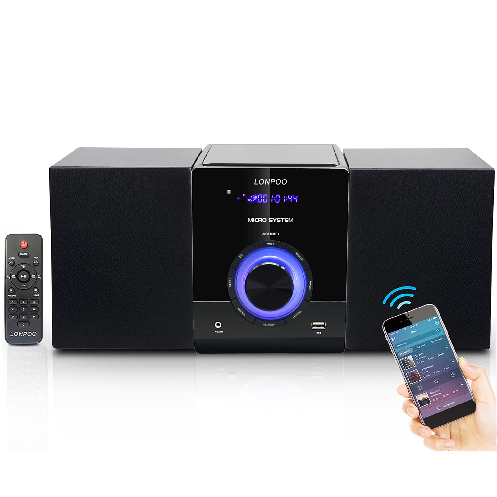 Buy Micro Stereo Shelf System with CD Player, Bluetooth Compact HiFi ...