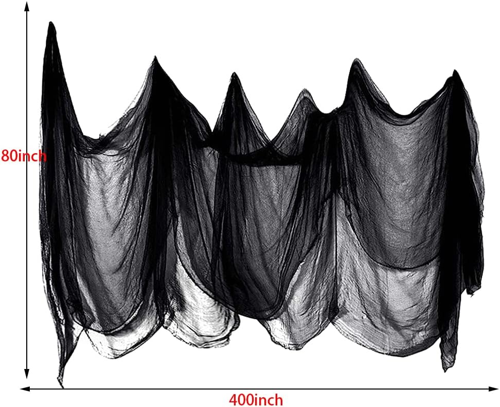 Buy BUYGOO 400x80 Inch Halloween Black Creepy Cloth, Black Gauze ...