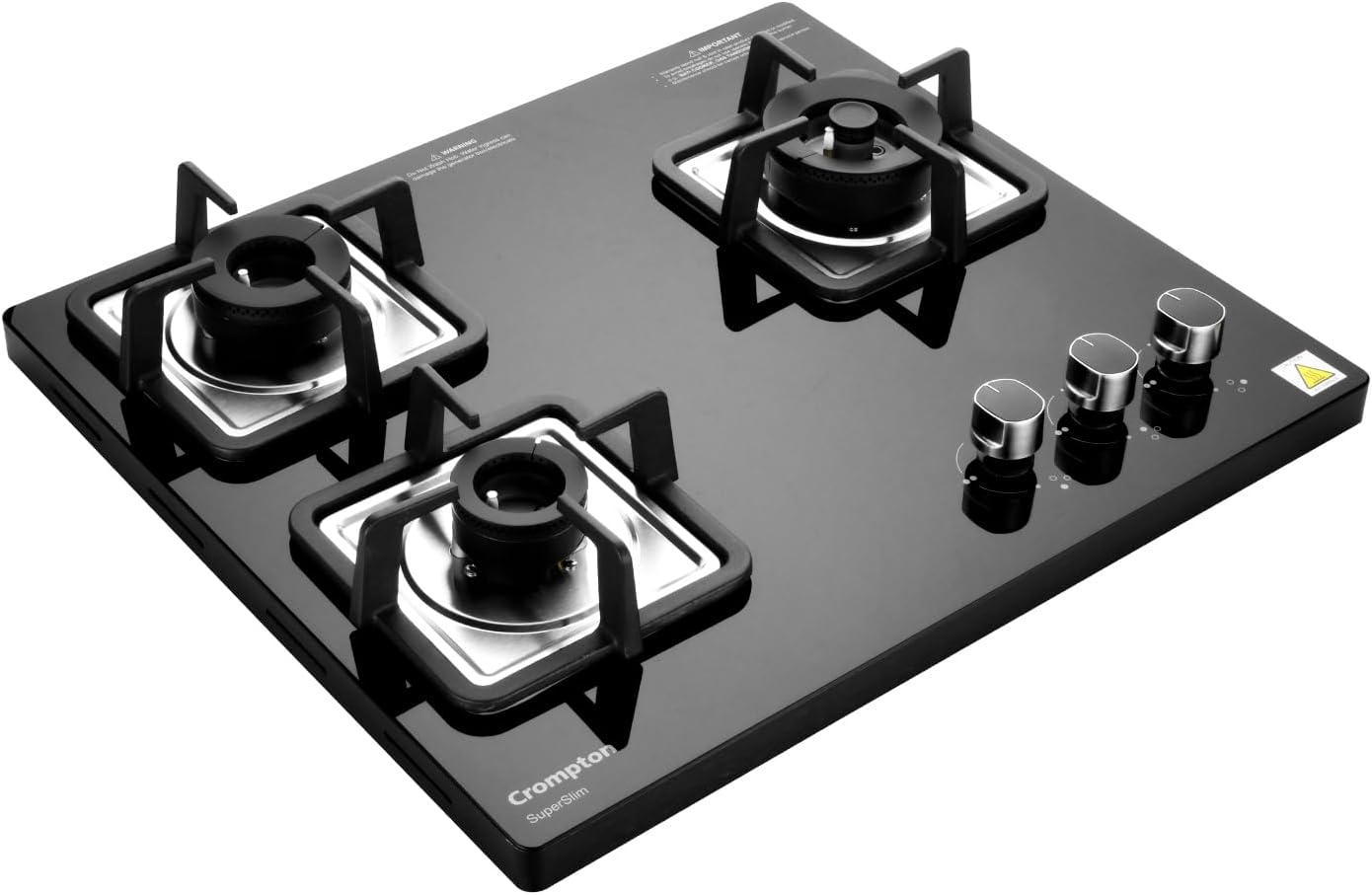 Crompton SuperSlim 60cm 3 Burner Hob with Auto Ignition, Brass Burners ...