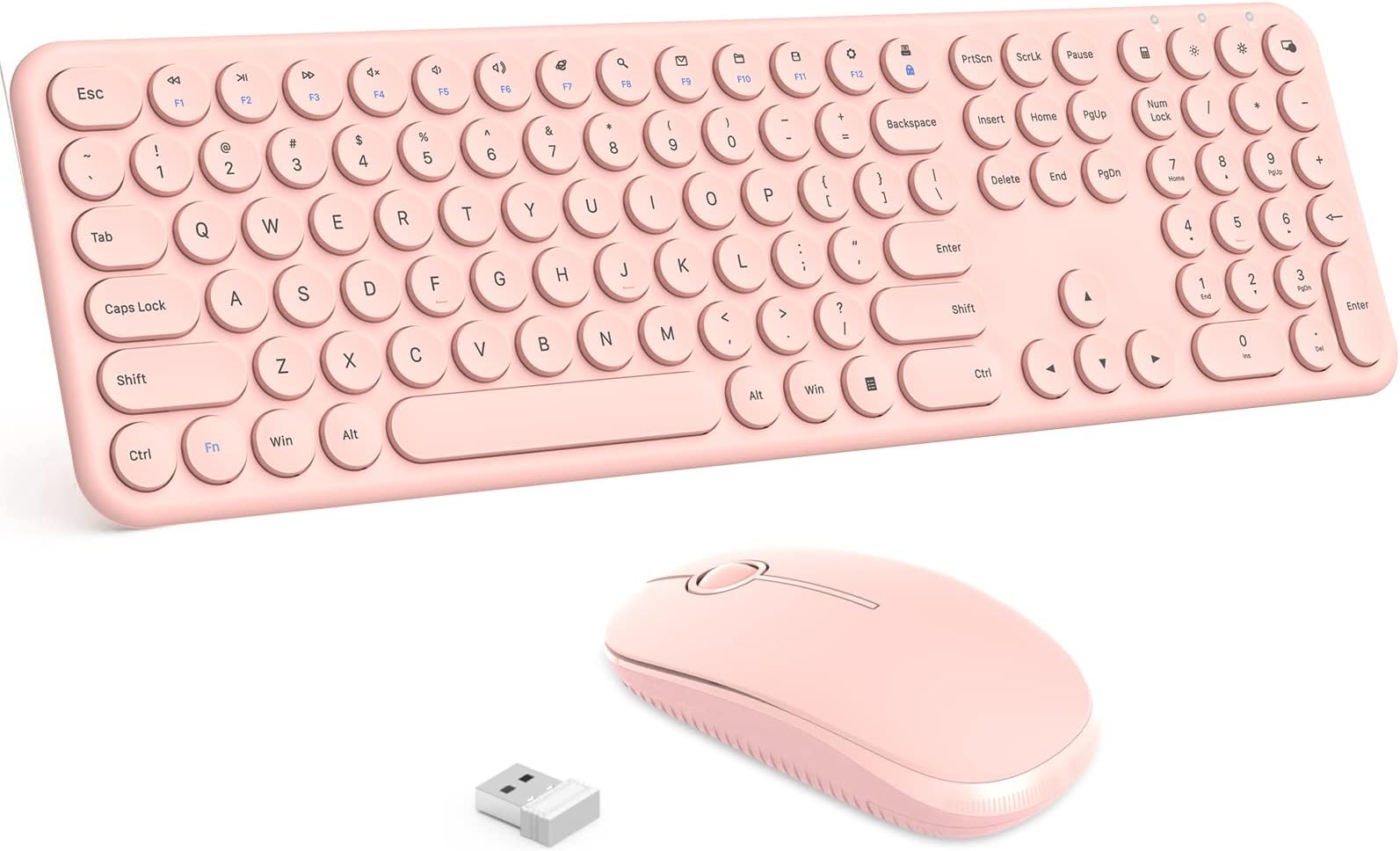 Amazon.com: Pink Wireless Keyboard and Mouse, Vssoplor 2.4GHz Compact ...