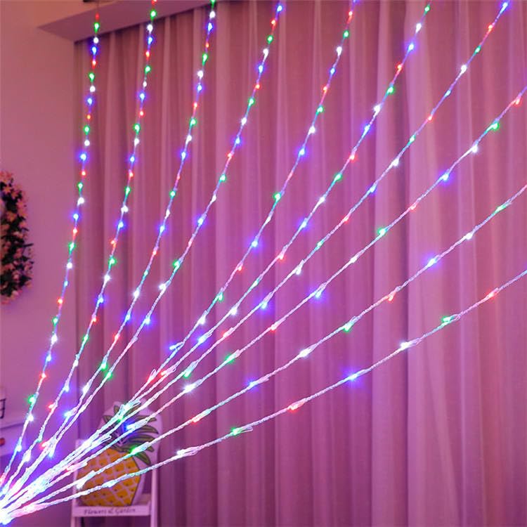 TechPride Waterfall LED Curtain String Lights - 100 LED Multicolor with ...