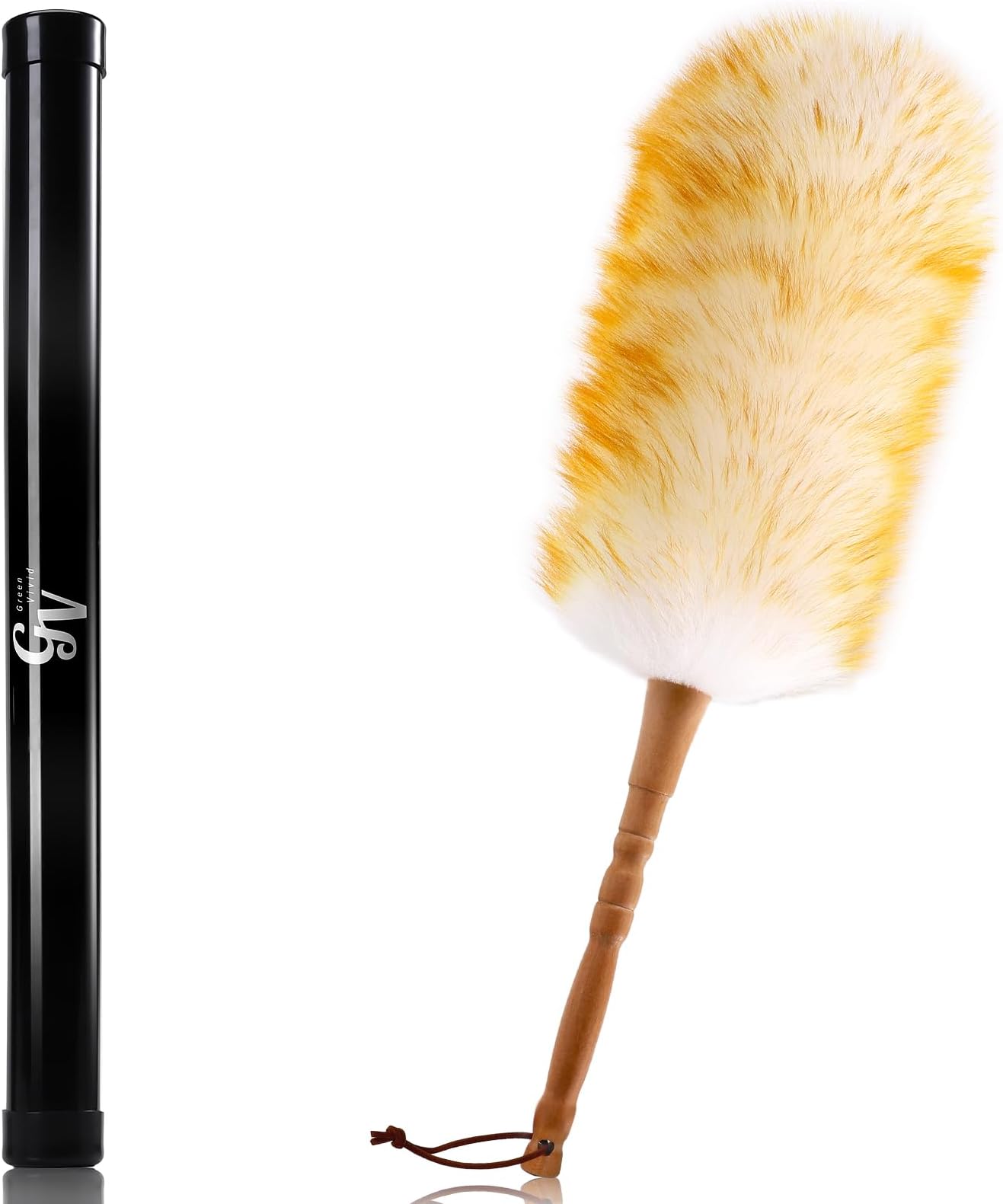 Amazon.com: Lambswool Duster with Solid Wooden Handle,Leather Hang ...