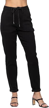 Amazon.com: Judy Blue Vaqueros Jogger de cintura alta, color negro ...