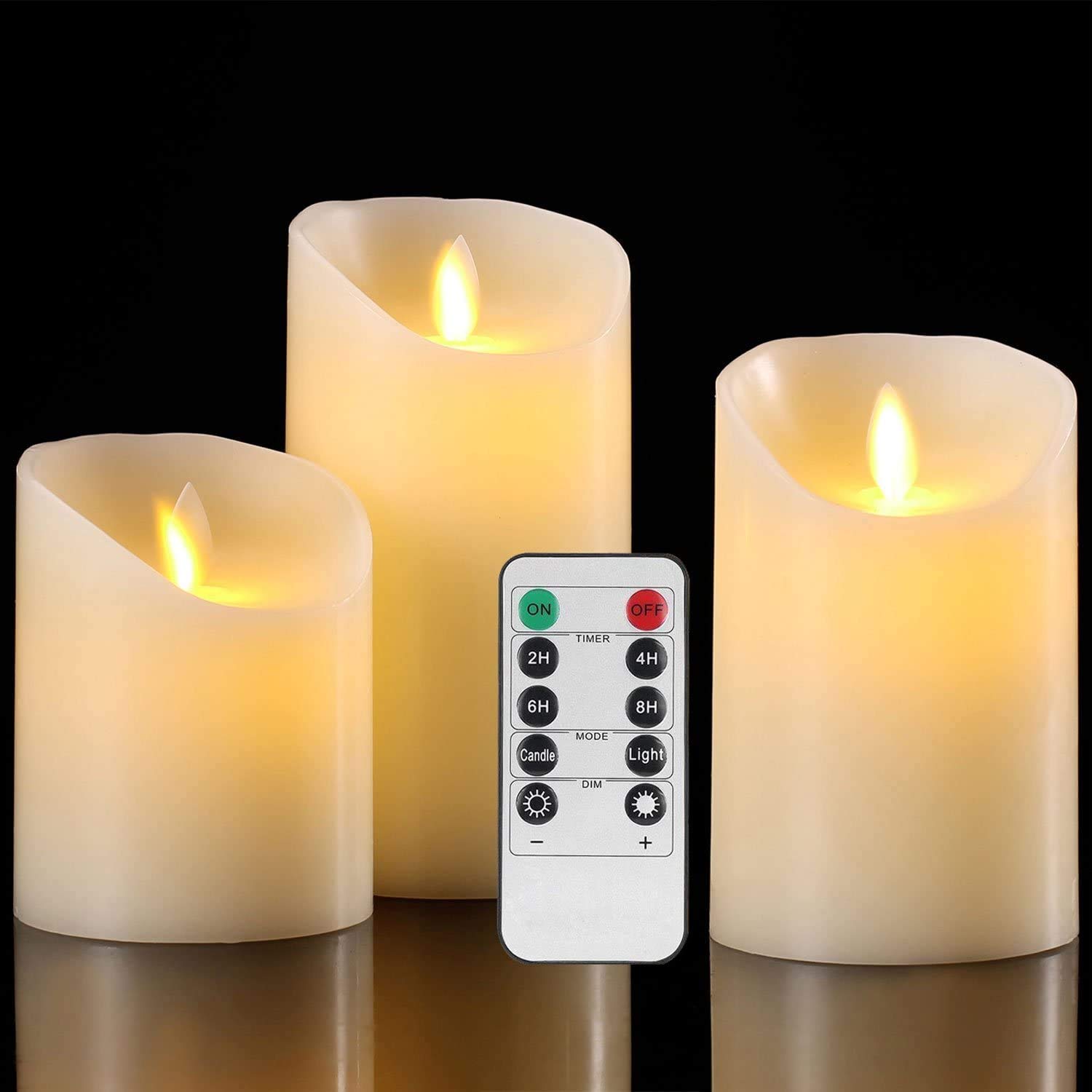 Flameless Candles Battery Operated Flickering Moving Wick Electric LED ...