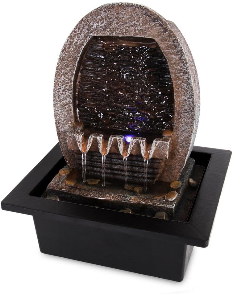 Amazon.com: SereneLife 2-Tier Desktop Electric Water Fountain Decor w ...