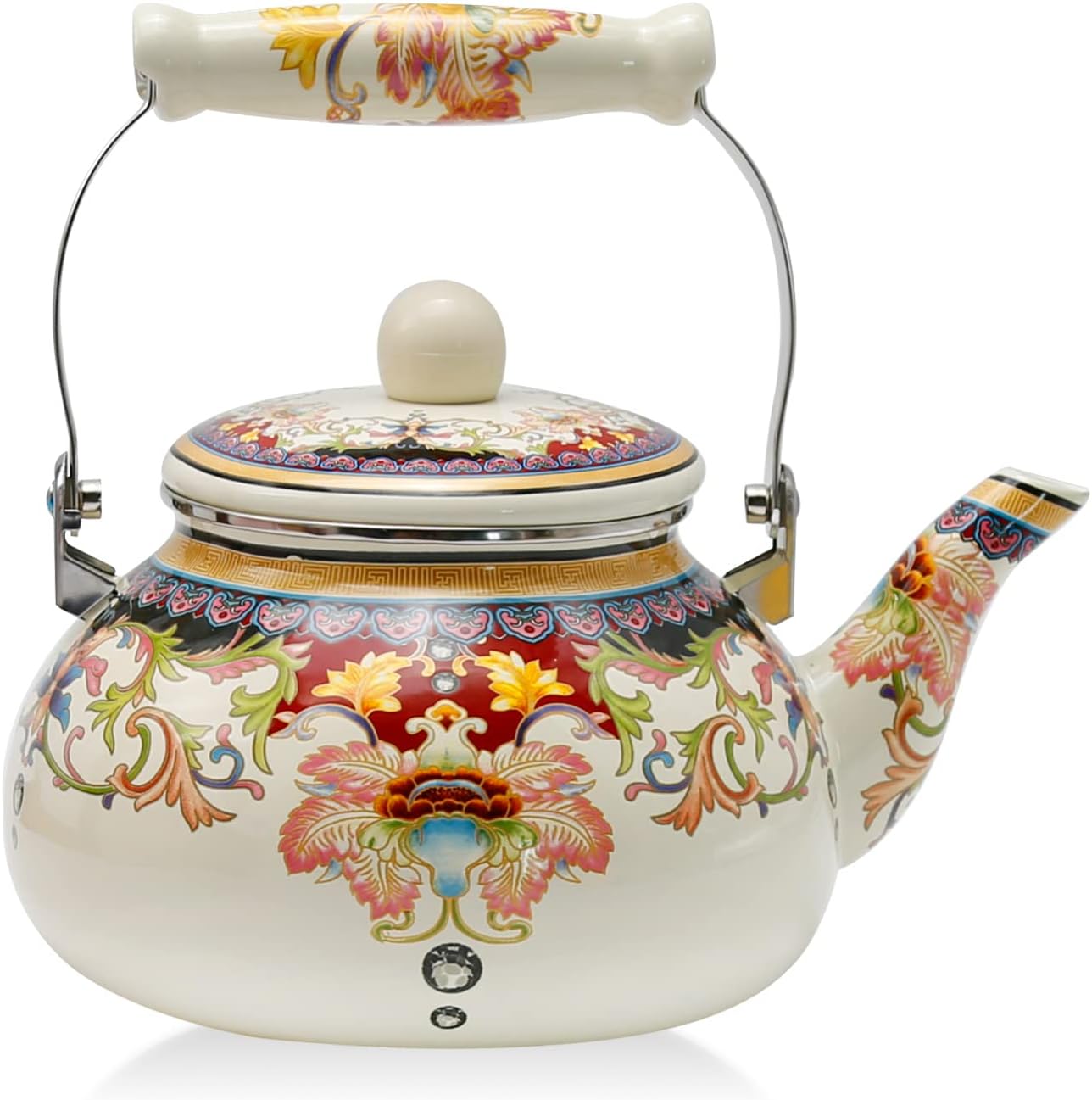 Amazon.com: Saihisday 2.5L White Flowered Tea Kettle with Ceramic ...