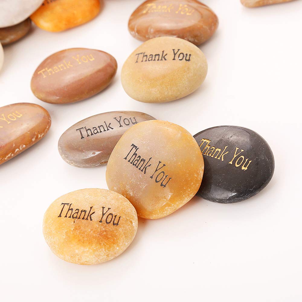 50PCS Thank You RockImpact Thank You Stone Engraved Inspirational ...