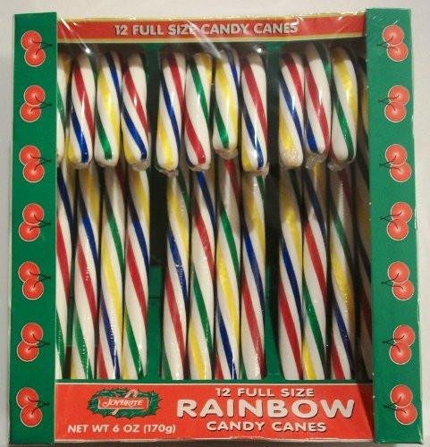 Amazon.com : 4 BOXES of 12 Rainbow Candy Canes CHERRY Flavored ...