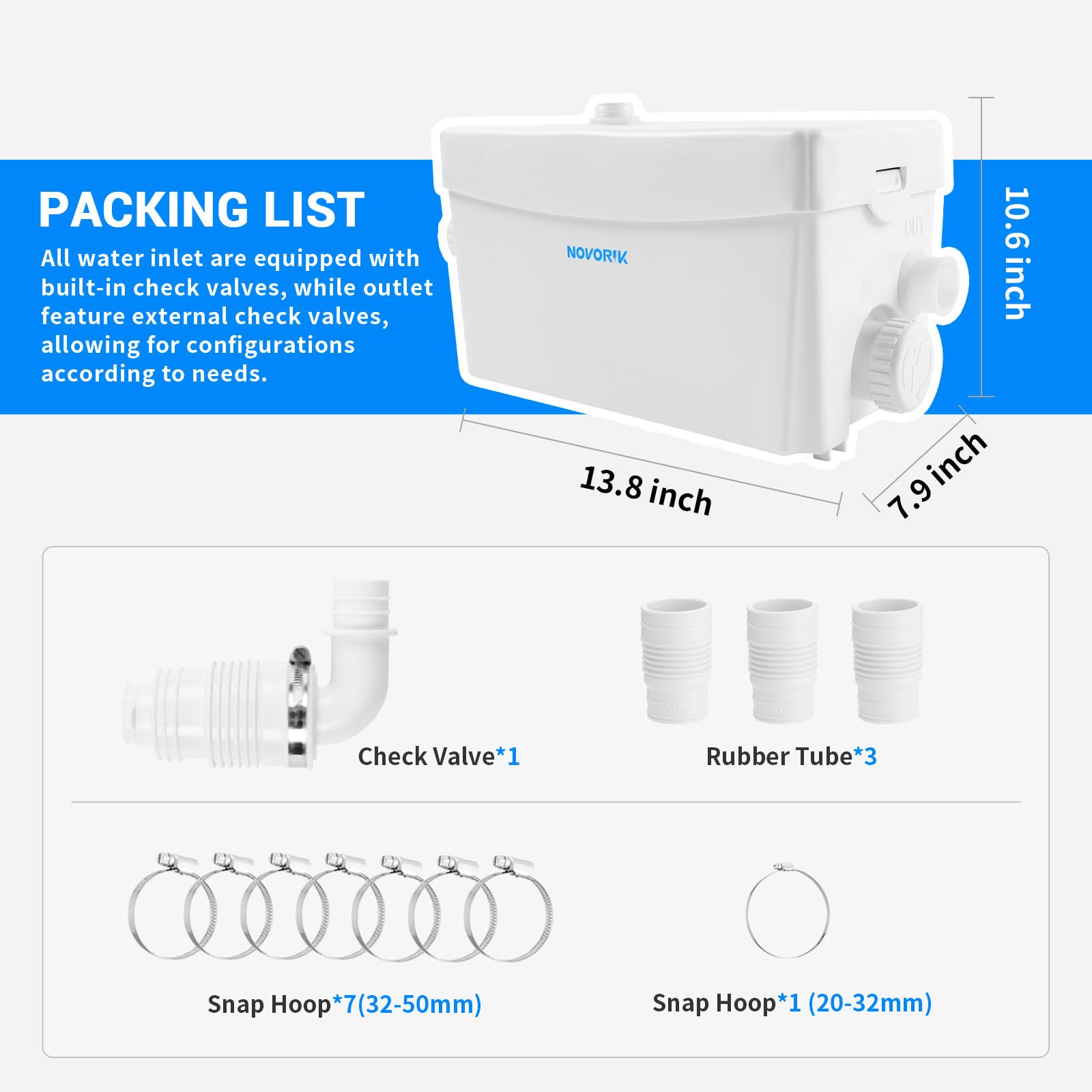 Snapklik.com : NOVORIK 400W Macerator Pump For Basement Upflush Toilet