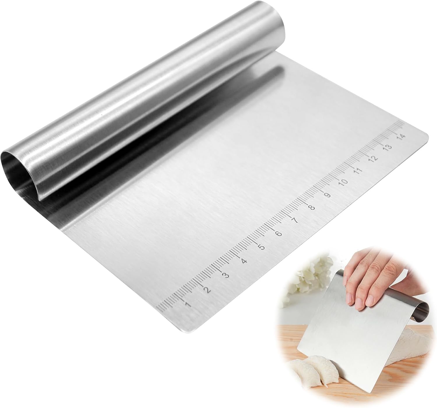 Dough Bench Scraper Bread Cutter Chopper Stainless Steel Pastry Scraper ...
