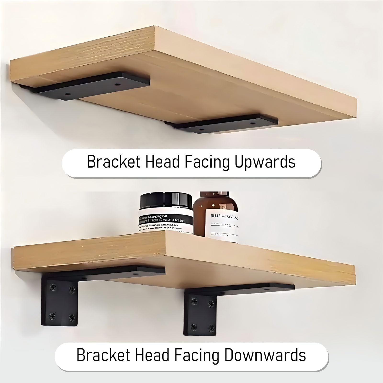 Snapklik.com : Heavy Duty Floating Shelf Brackets 4 Inch Long L-Shaped ...