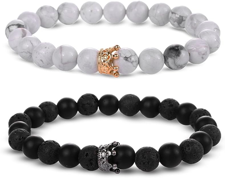 Amazon.com: EnjoIt Couple Distance Bracelet Diffuser Beads Crown Queen ...
