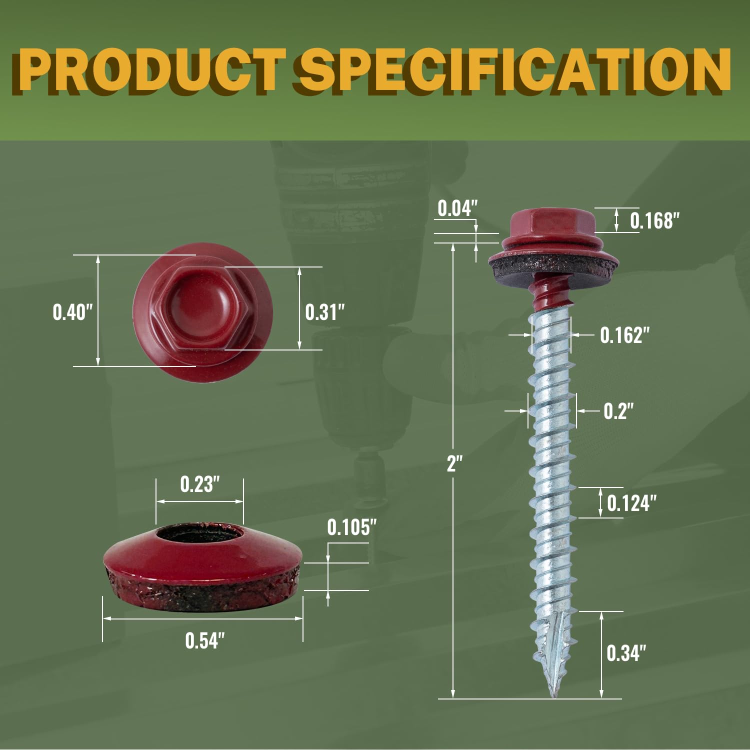 Snapklik.com : Metal Roofing Screws #10 2 Inch, 300-PCS, Dark Red ...