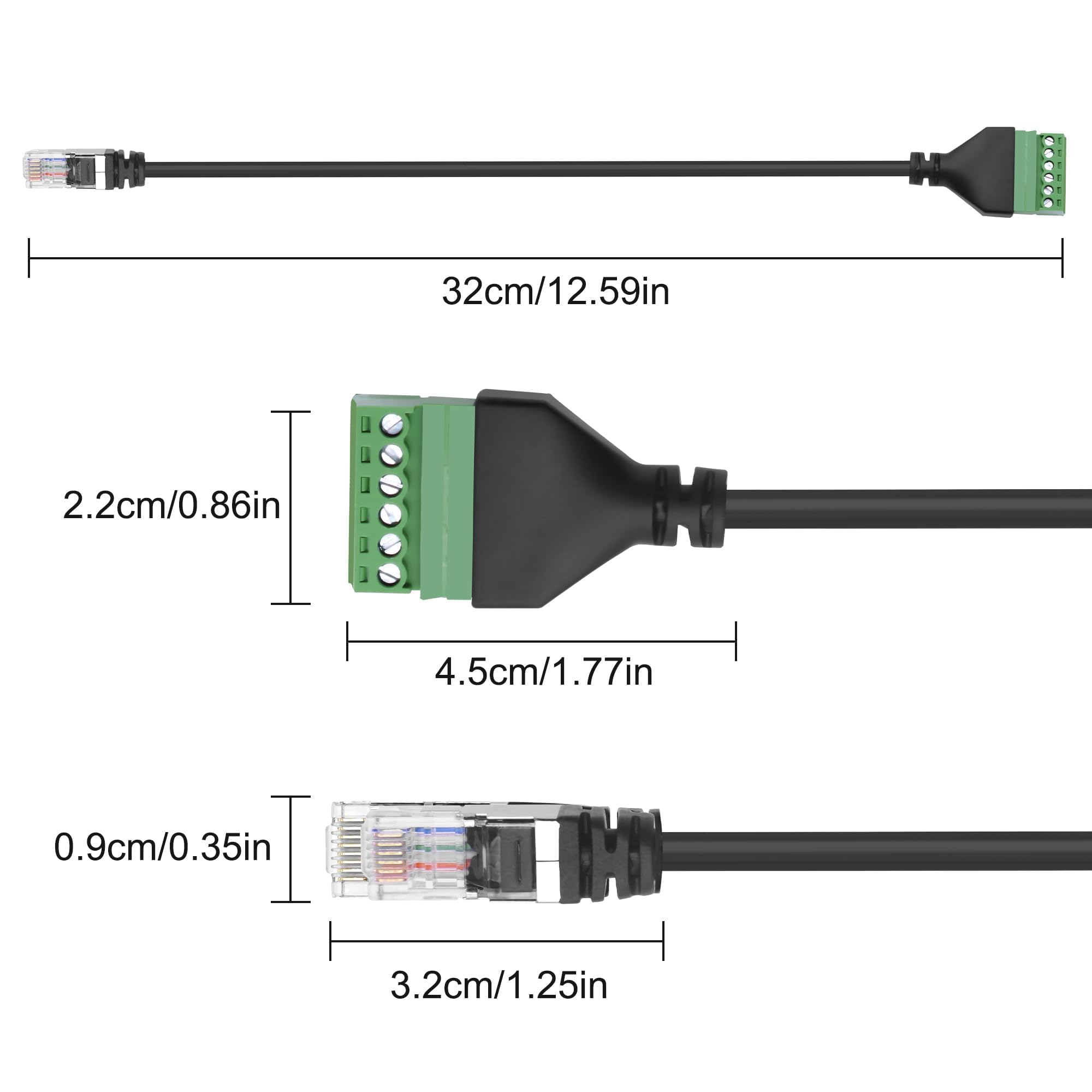 Dsl Cable Teansic 2Pcs RJ12 Male Plug To 6 Pin Screw Terminal India ...