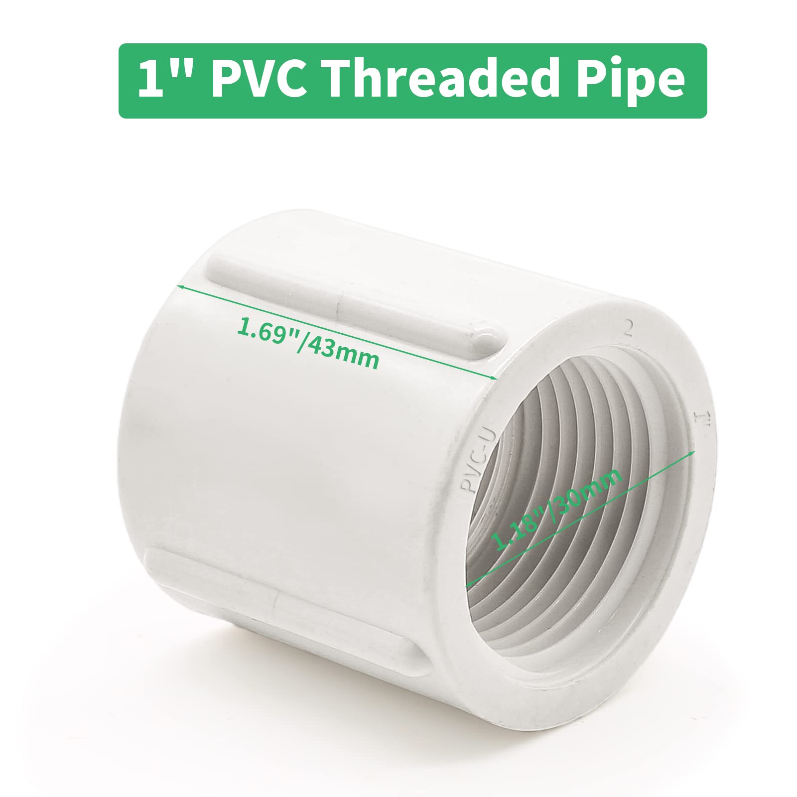 Snapklik.com : 10 PCS PVC Threaded Pipe, 1" Female Pipe Coupling,PVC ...