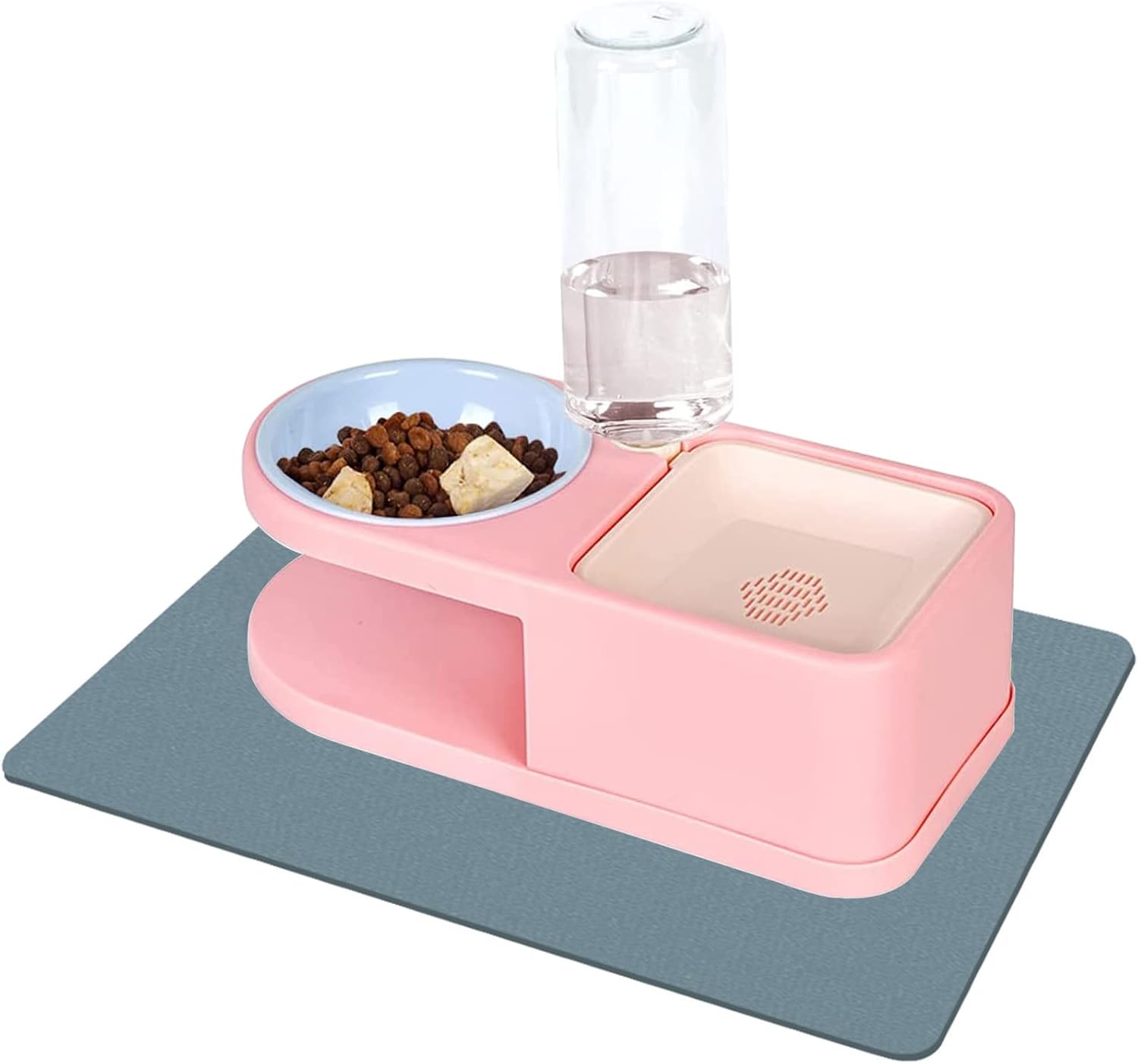 Marchul Cat Bowls, Double Raised Cat Food Bowl with Water Bottle ...