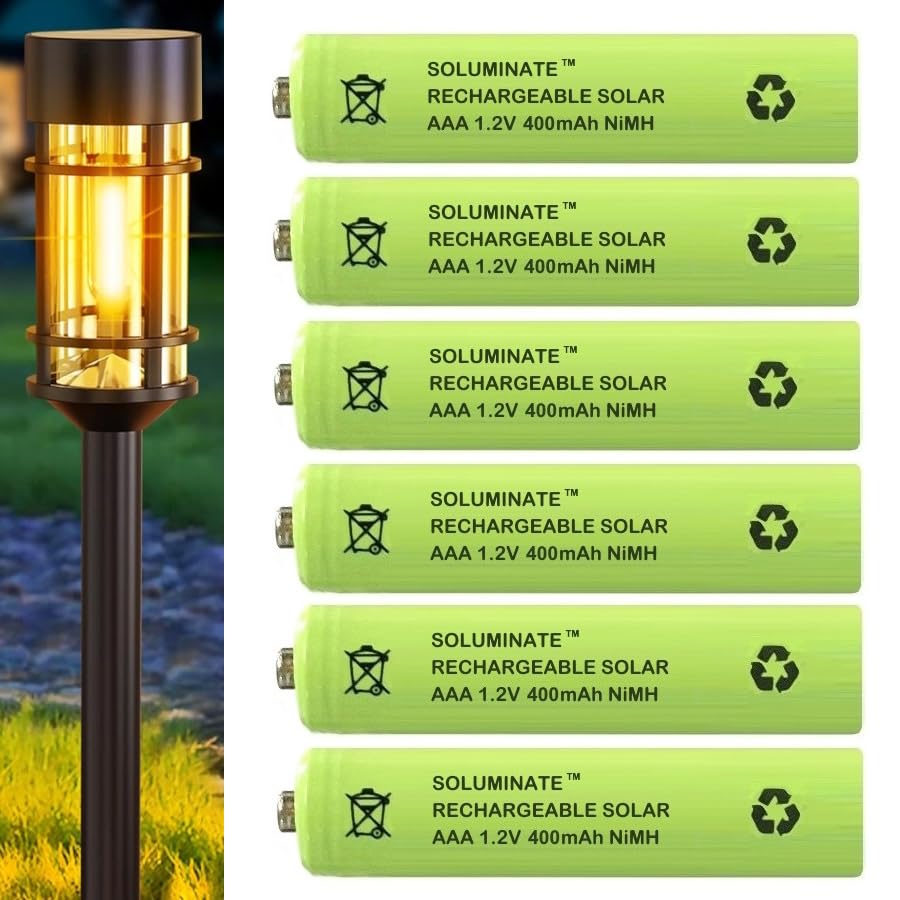 6 x Soluminate™ AAA Solar Light Batteries Size AAA (400mAh ...