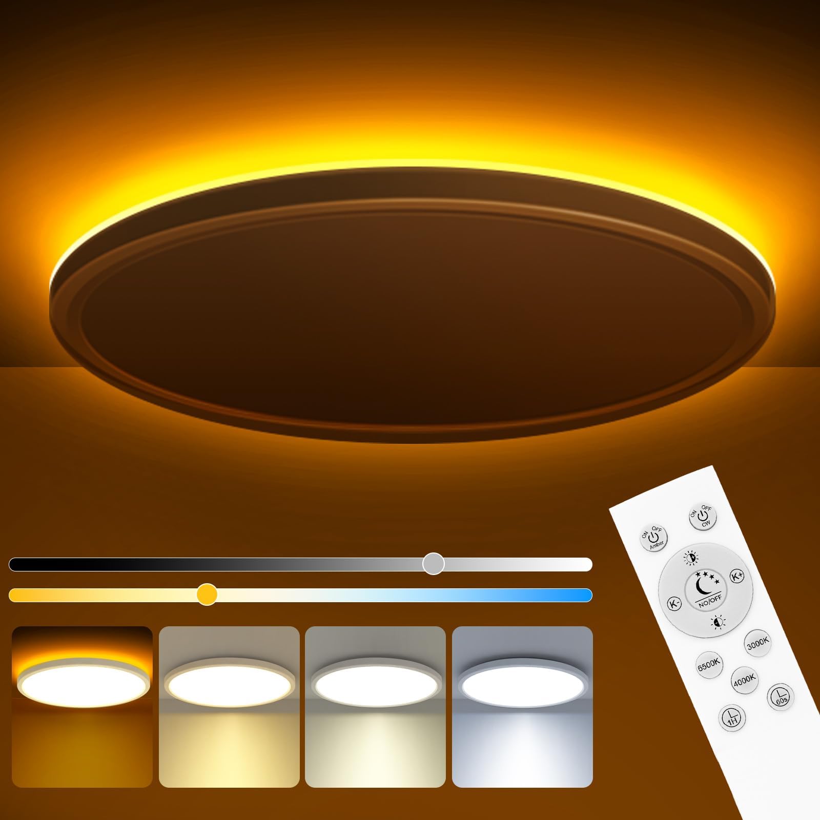BLNAN RGB Ceiling Light with Remote Control ① Remote Control ② Smart ...