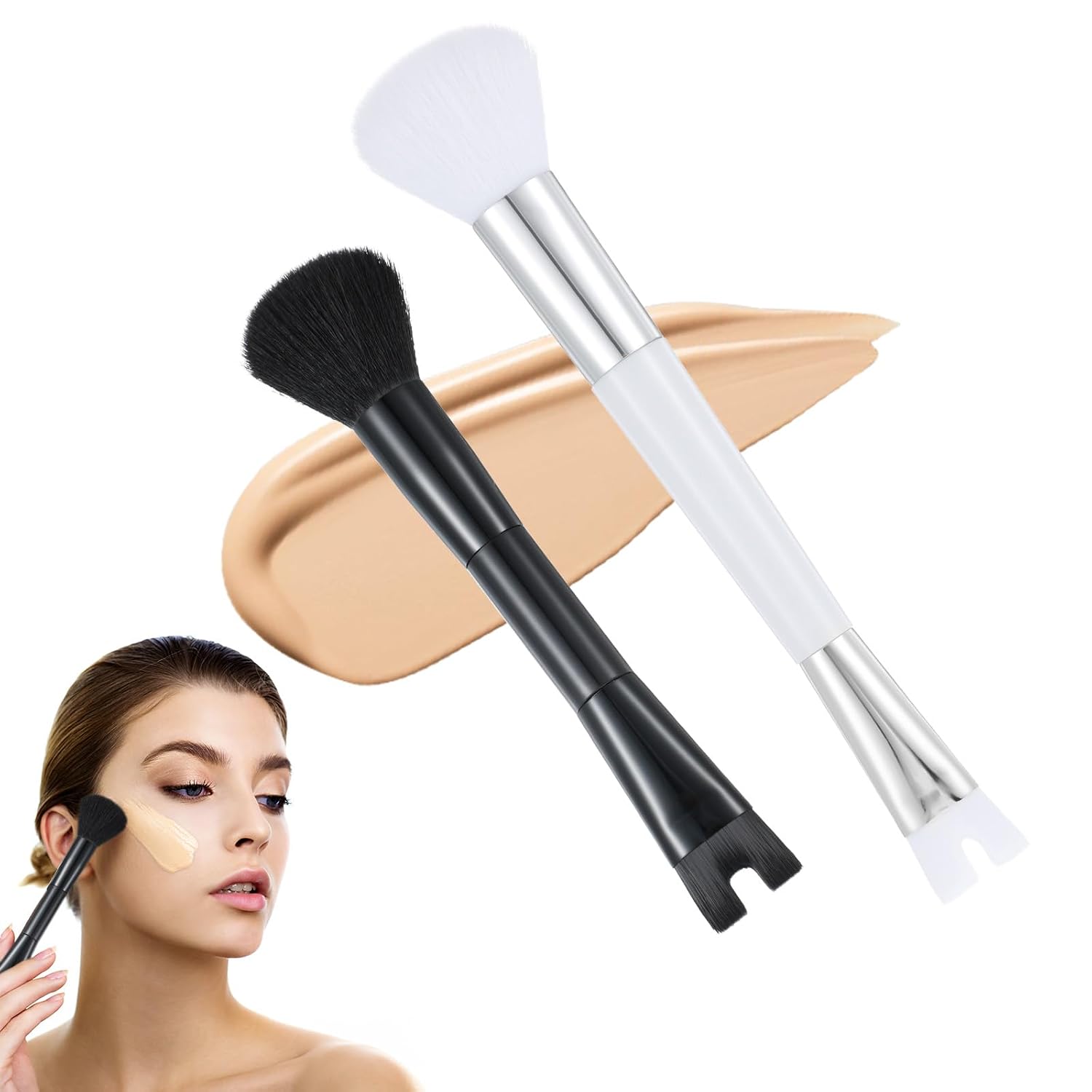 Amazon.com: Tyqour 2 Pcs Contour Nose Brushes, 2-In-1 Dual-End Nose ...
