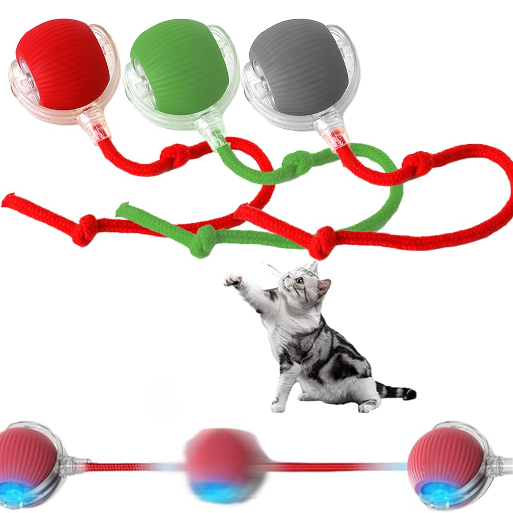 Cat Toy 2x Fesjoy Katzen-Spielball Mit LED – 3 Modi, USB-ladbar ...