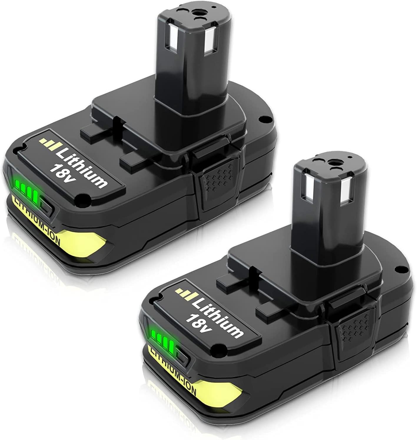 2-Pack Ryobi 18V Battery Replacement - Compatible with Ryobi P100, P501 ...