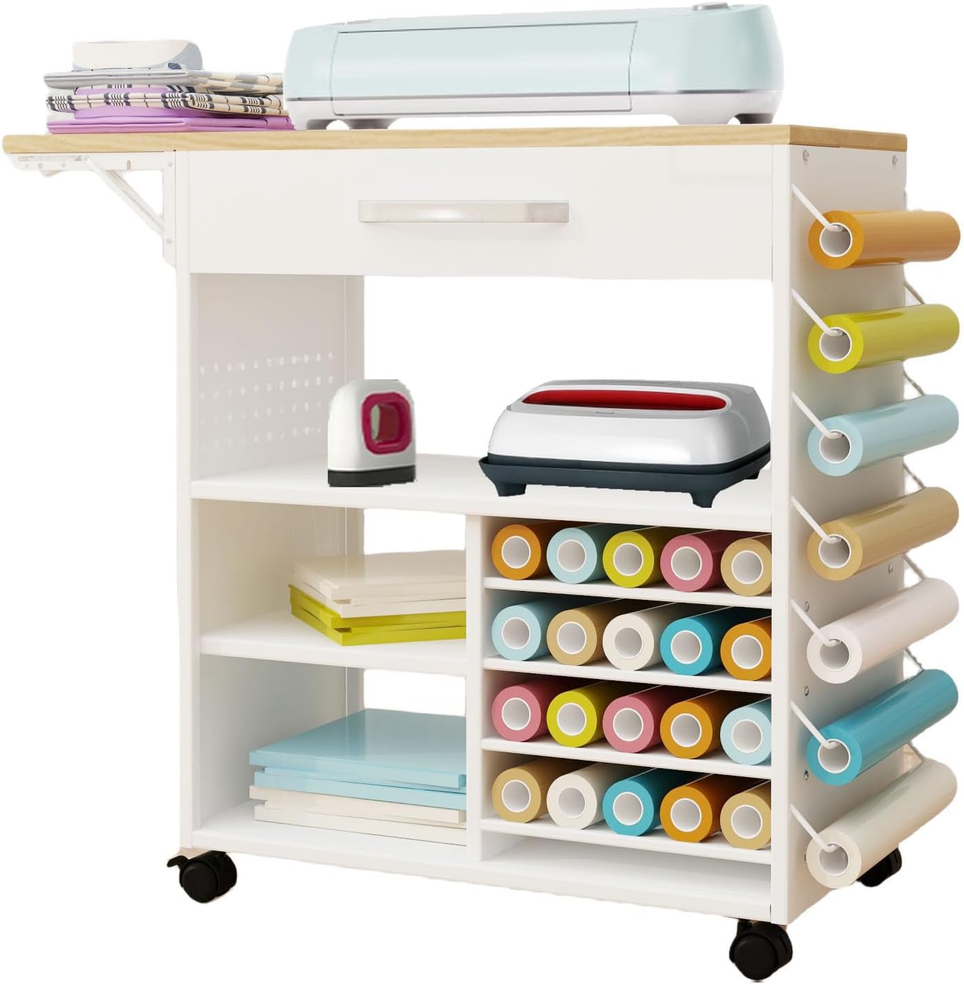 Amazon.com: RJOKMT Rolling Craft Storage Cart with Heat Press Cart and ...