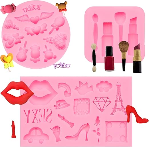 Amazon.com: Fashion Beauty Silicone Molds Set, 3 Pack Makeup Cosmetics ...