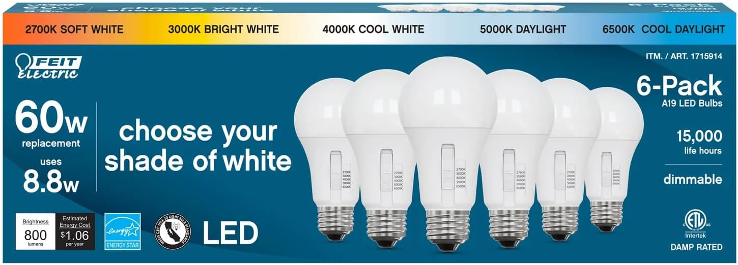 Feit Dimmable LED 5000K Daylight 4-Pack (100W Replacement) 17.5W ...
