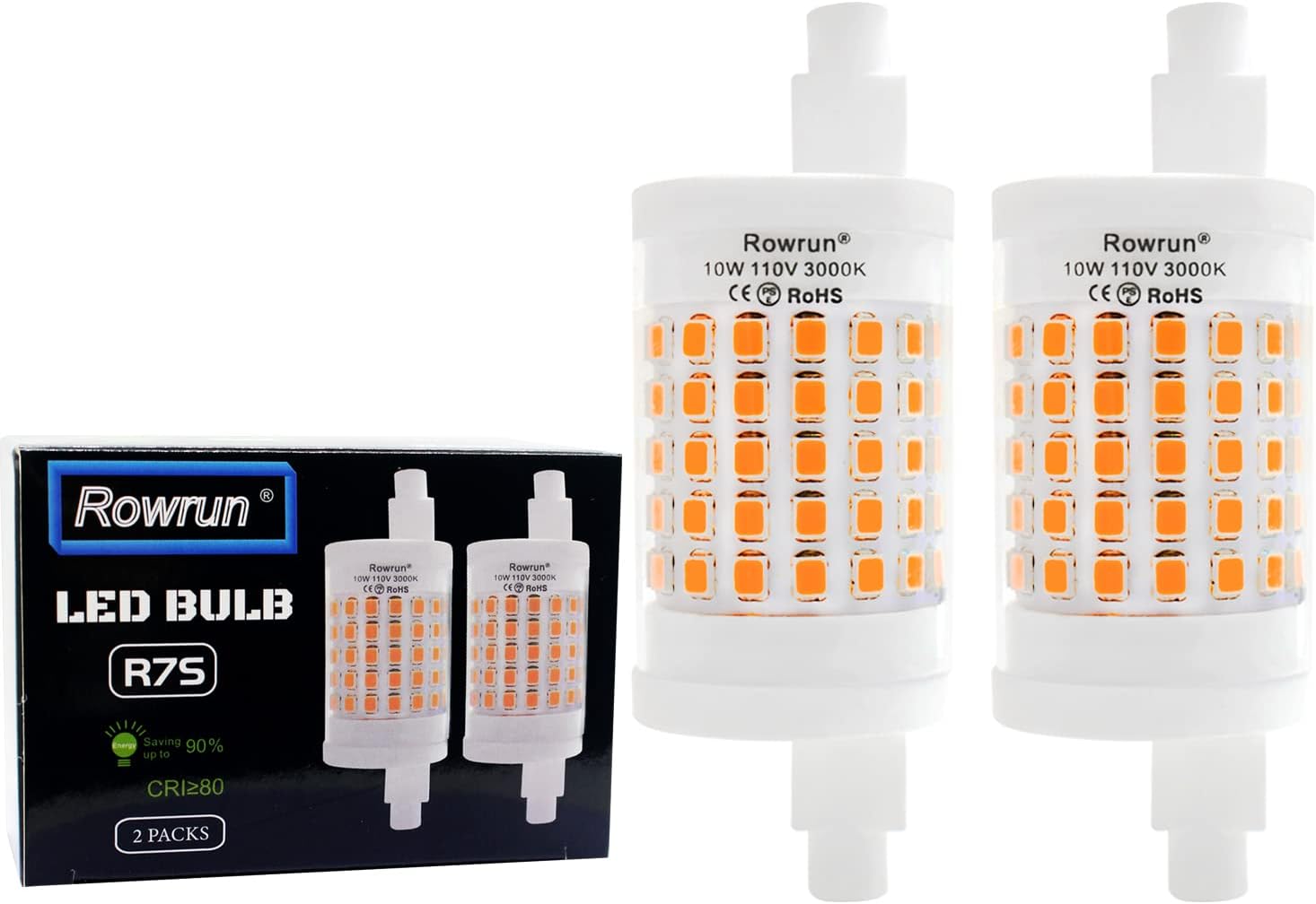 R7S LED Bulb 78mm Dimmable 3000K Warm White 10W (100-Watt Equivalent ...