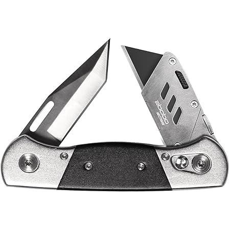Folding Utility Knife Dual Blades Stainless Steel/Box Cutter with Clip ...