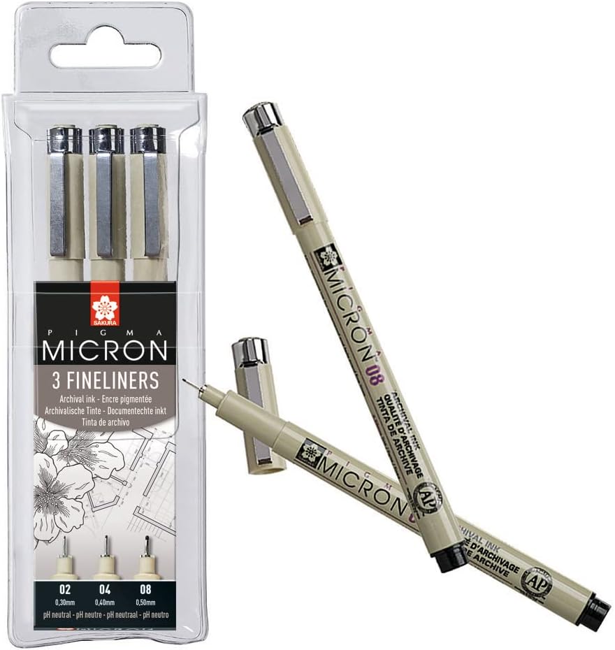 SAKURA 50047 Micron 003/005 4Pc Set Fine Tip Pen,Black : Amazon.in ...