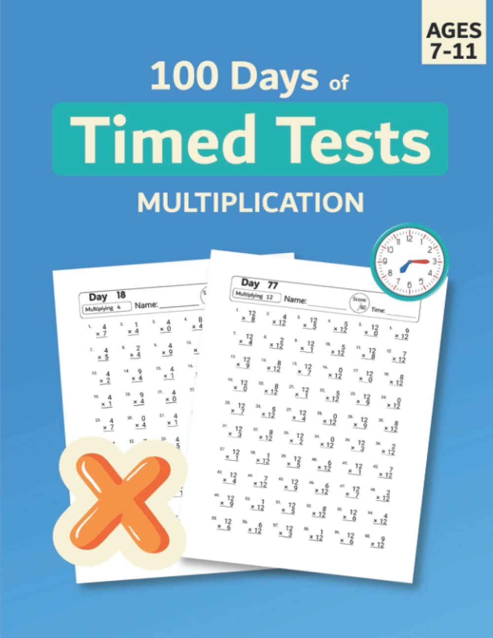 100 Days of Timed Tests Multiplication: Multiplication Facts 0-12,100 ...