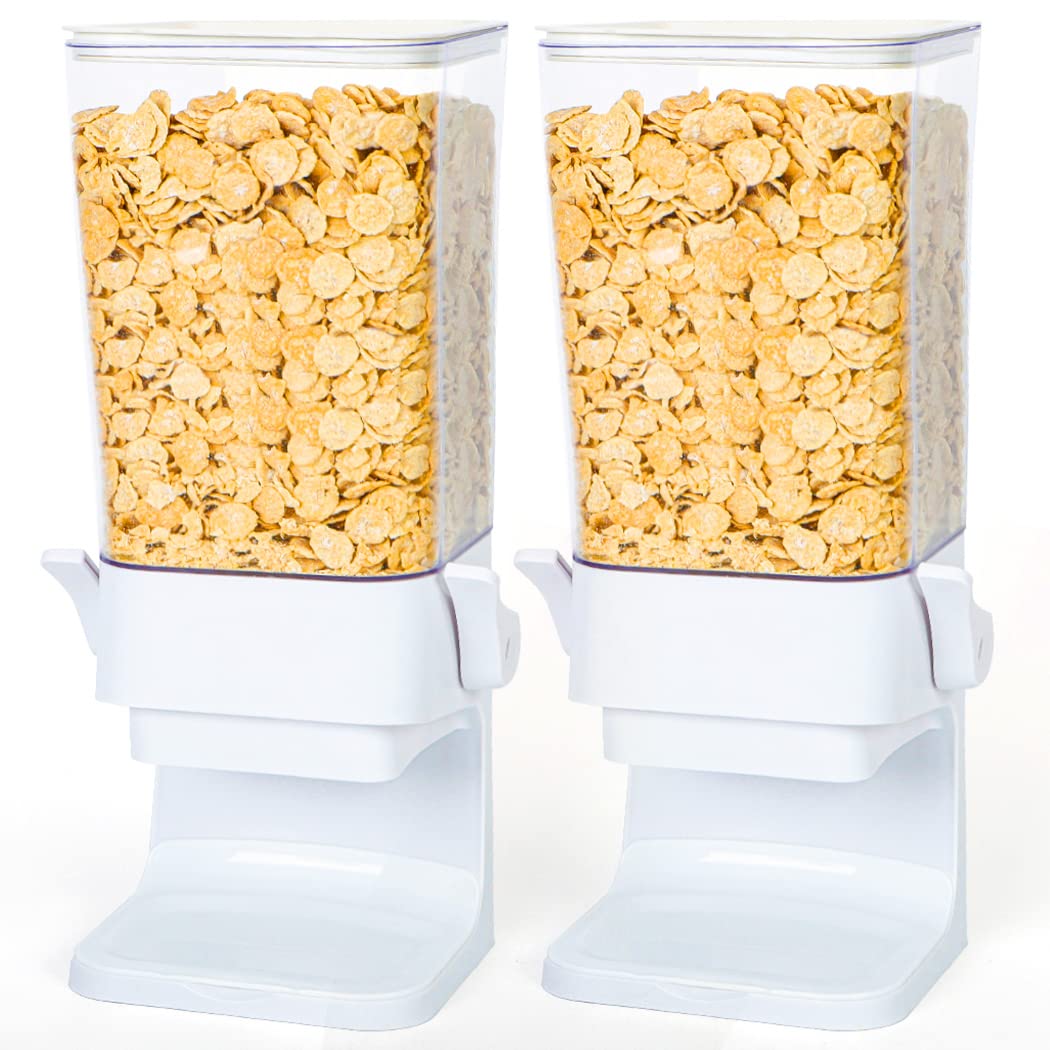 Lekesky Cereal Dispenser Counter-top, No Crushing Food, 2 Pack (White ...