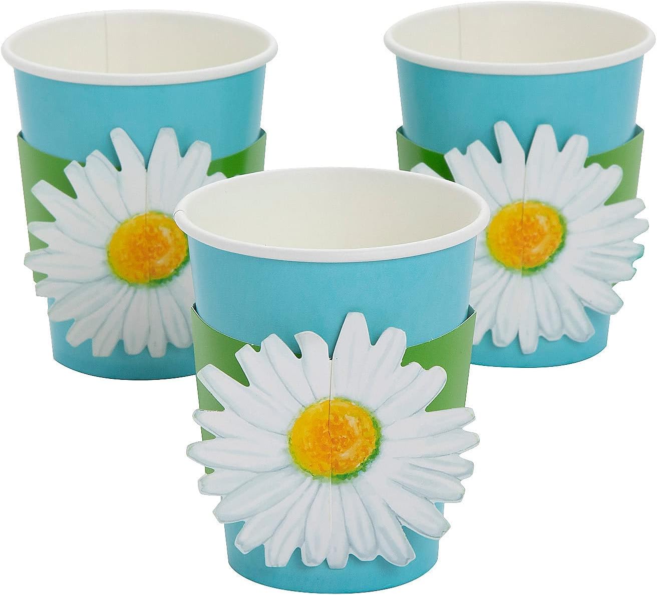 Amazon.com: Daisy Party Bright Blue Paper Cups with Sleeves - 8 Ct ...