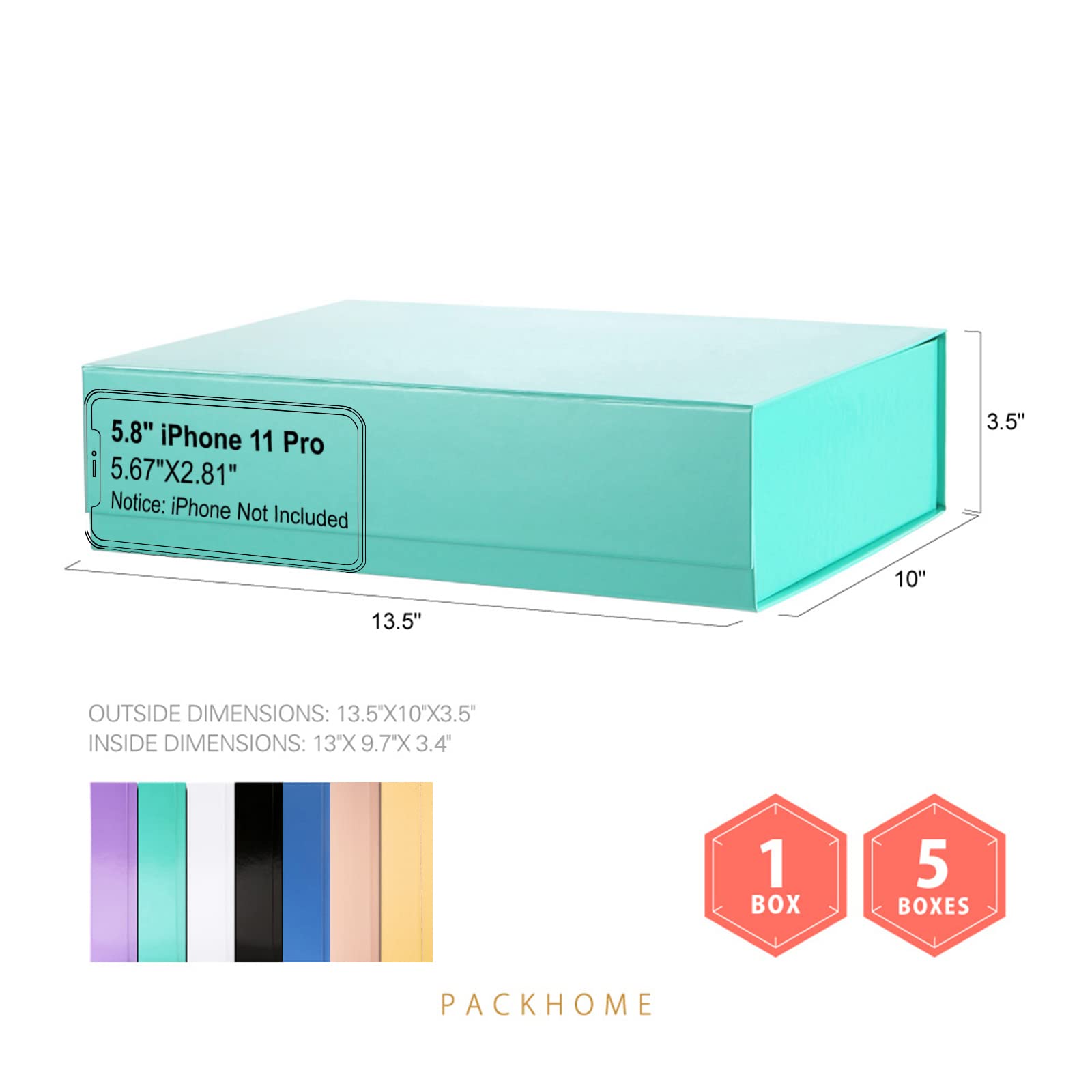 PACKHOME 5 Gift Boxes 13x9.7x3.4 Inches, Large Gift Boxes with Lids ...