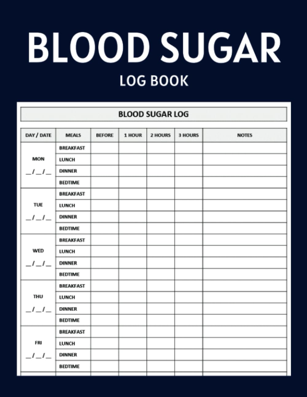 Blood Sugar Log Book: Simple Diabetes Log Book to Record and Track ...