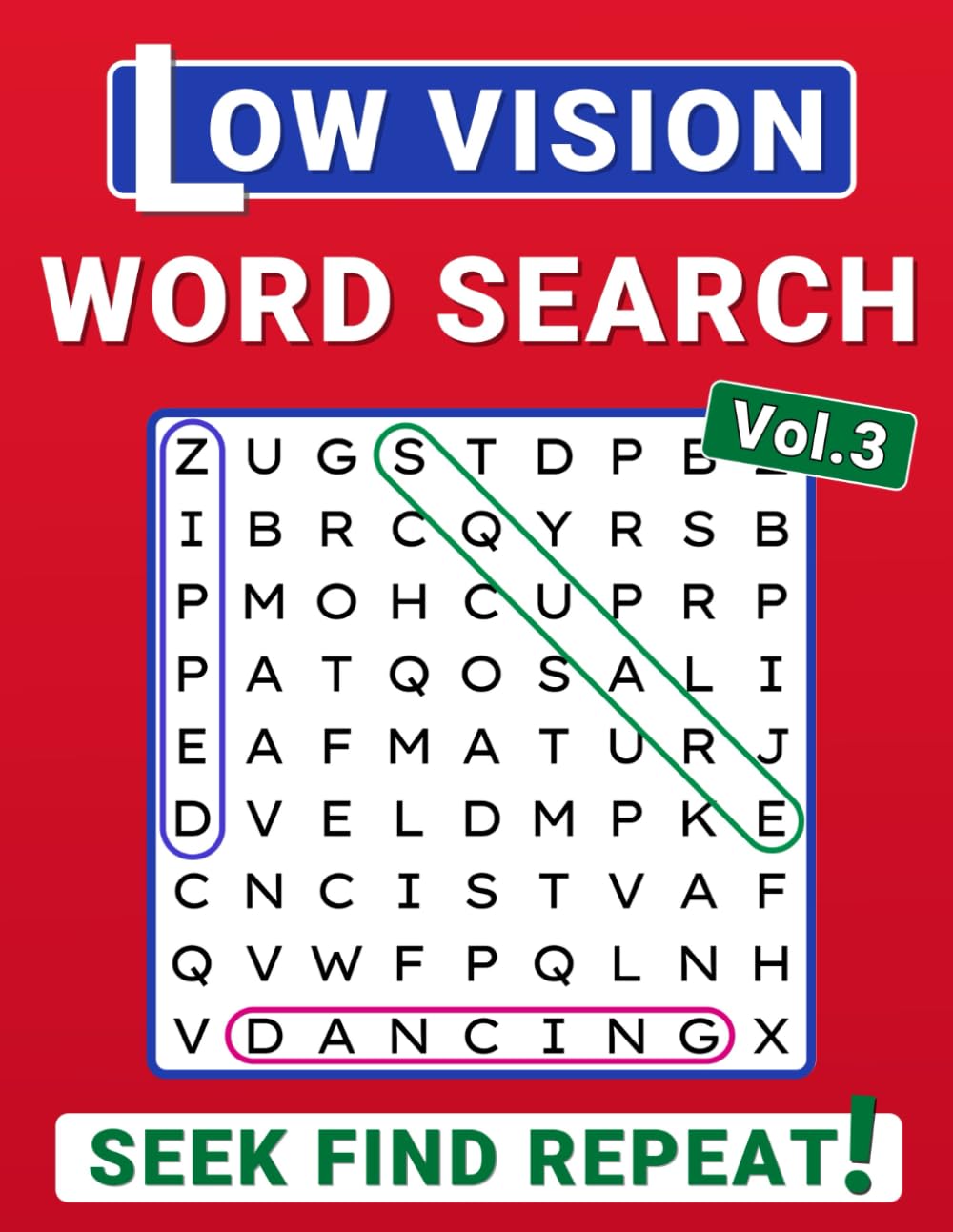 Amazon | Low Vision Word Search Volume 3: Jumbo Size Print Word Puzzles ...