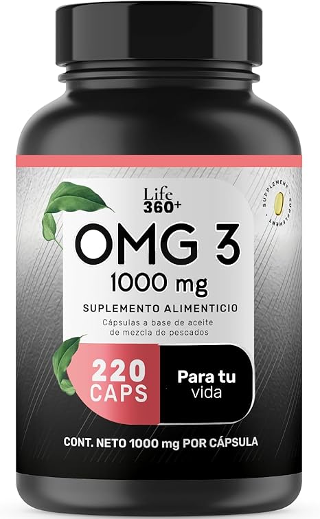LIFE 360+ OMG 3 1000mg | 220 Cápsulas | Aceite de Anchoa, Salmón ...