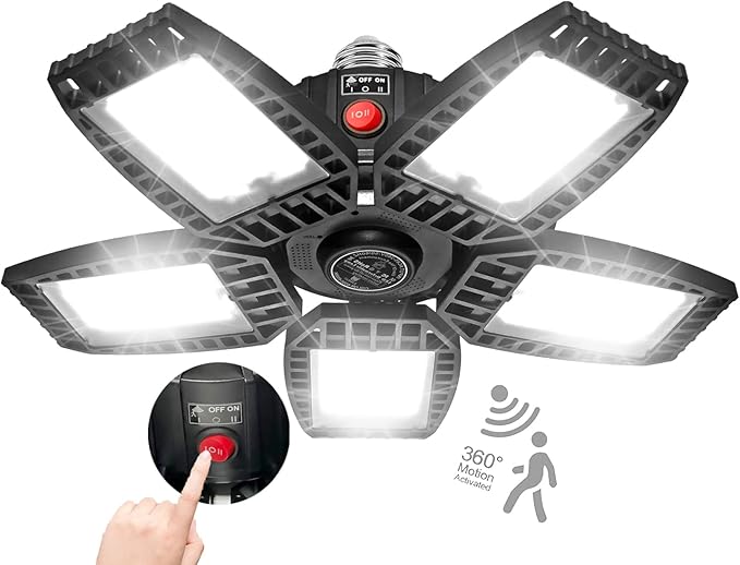 LED Garage Lights, 120W Deformable Garage Ceiling Light Fixture with ...