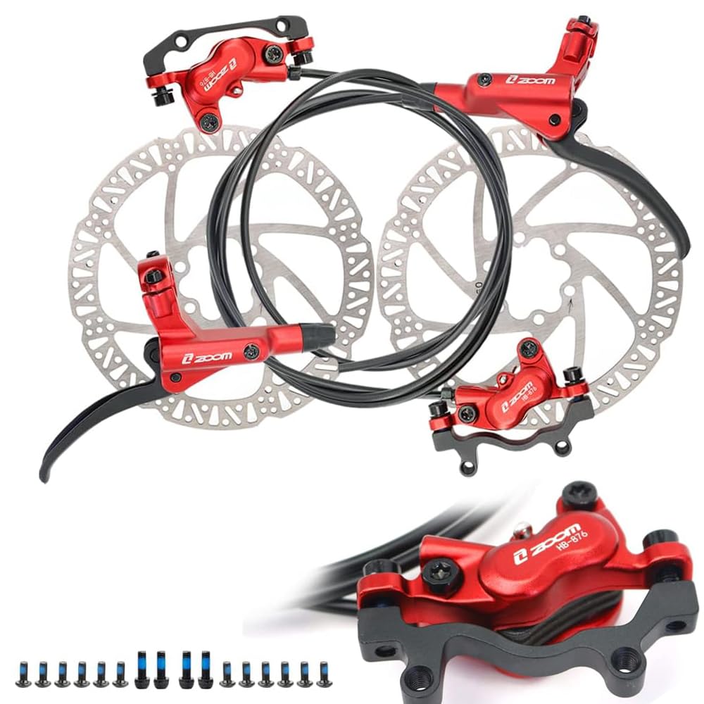 Amazon.com: Bike Hydraulic Disc Brake Set 4-Pistons Pre-Bled Disc Brake ...