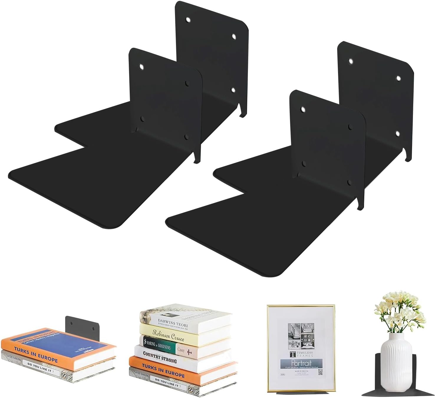 devesanter Floating Bookshelves, Invisible Bookshelf, Floating Book ...