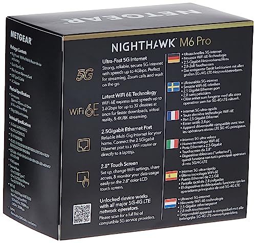 NETGEAR Nighthawk M6 Pro Router 5G WiFi 6E (MR6450), Modem, Portable ...